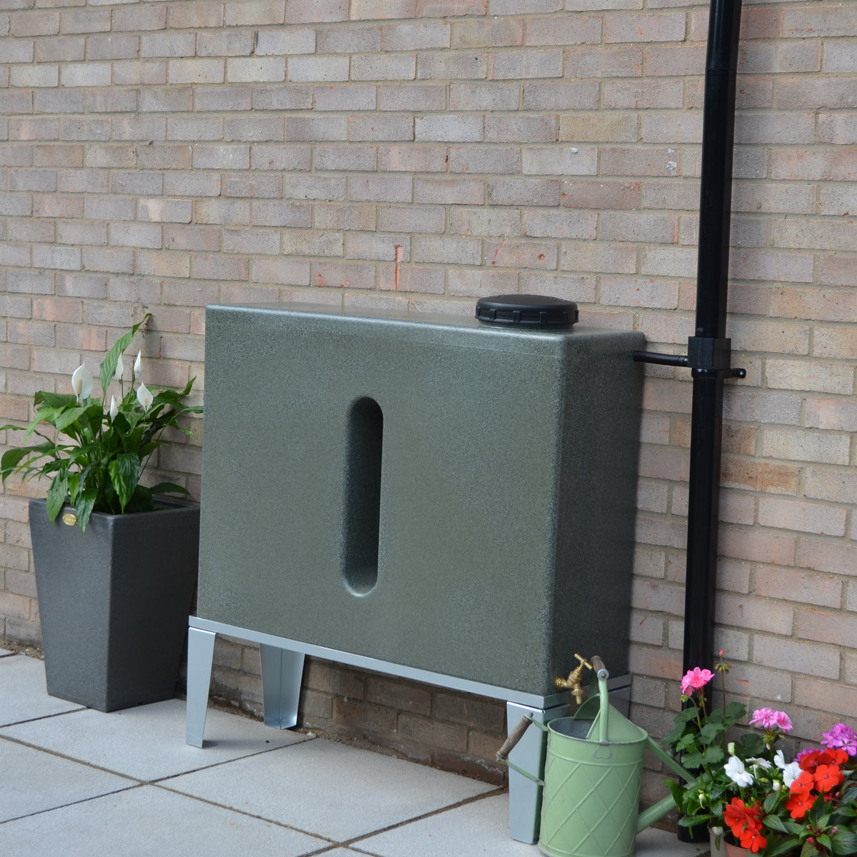 250 Litre Slimline Water Butt In Green Marble – Etills.com